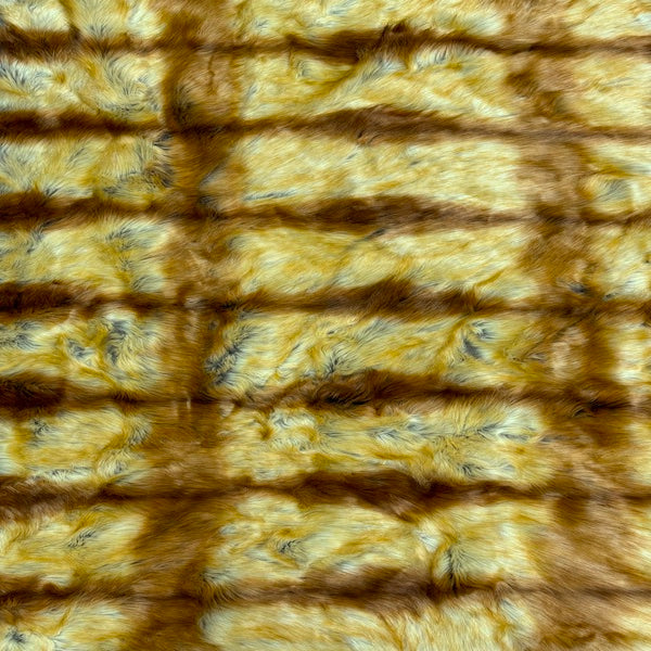 Foxtail Faux Fur Fabric by the Yard | Golden Brown Shag 60" Wide