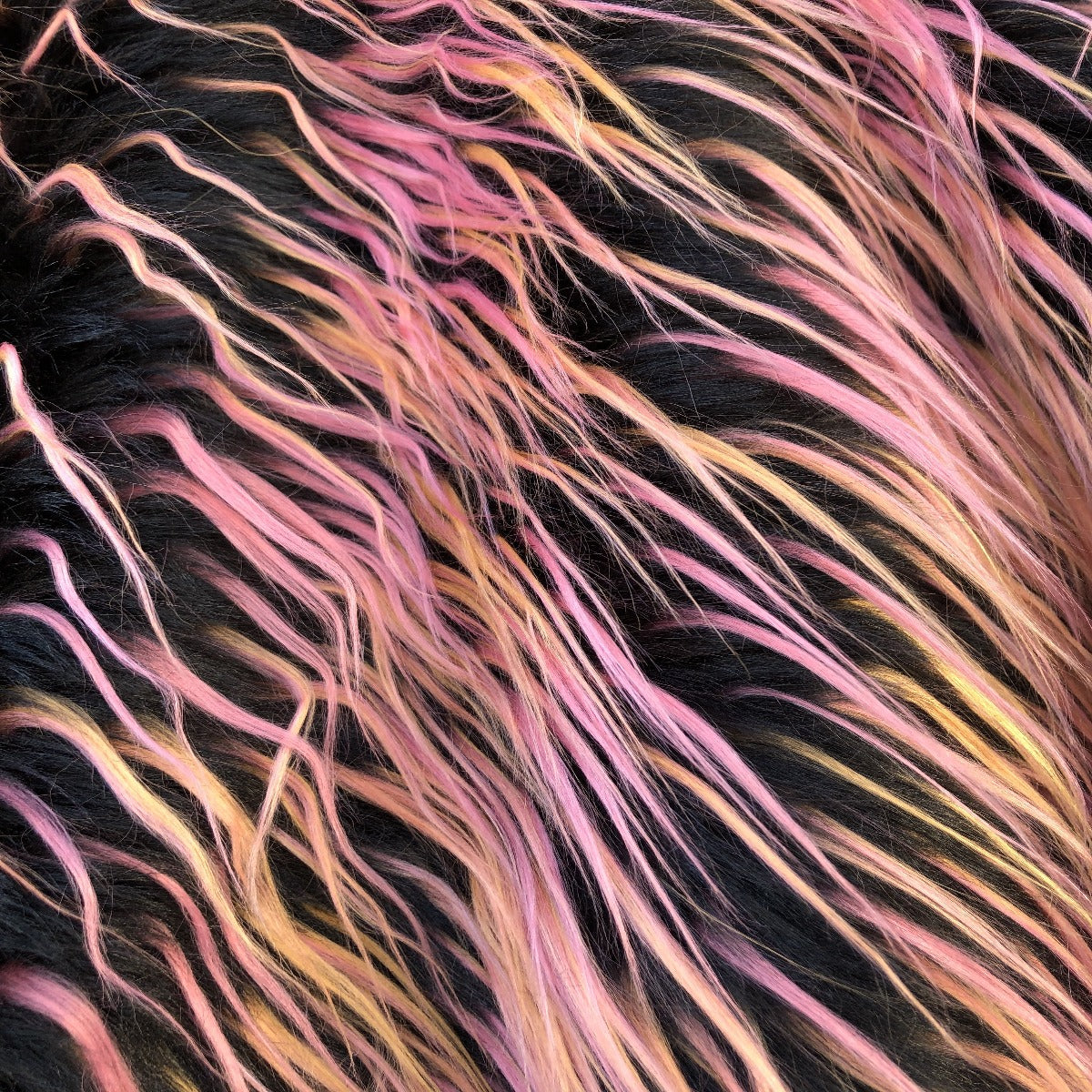 Rainbow Multicolor Curly Long Pile Faux Fur Apparel Crafting Fabric ...