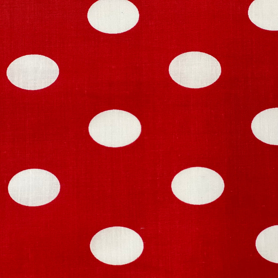 White | Red Big Polka Dot Printed Poly Cotton Fabric – Fashion Fabrics LLC