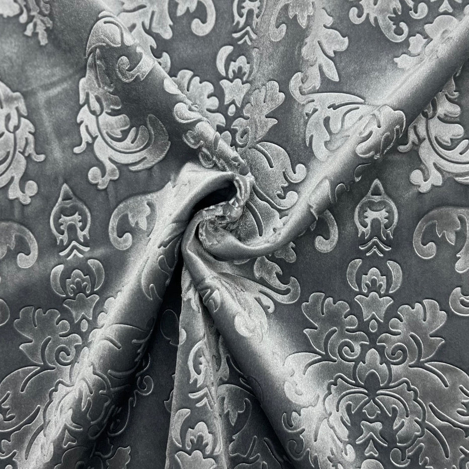 Damask Embossed Velvet Upholstery Drapery Fabric - Sold By The Yard ...