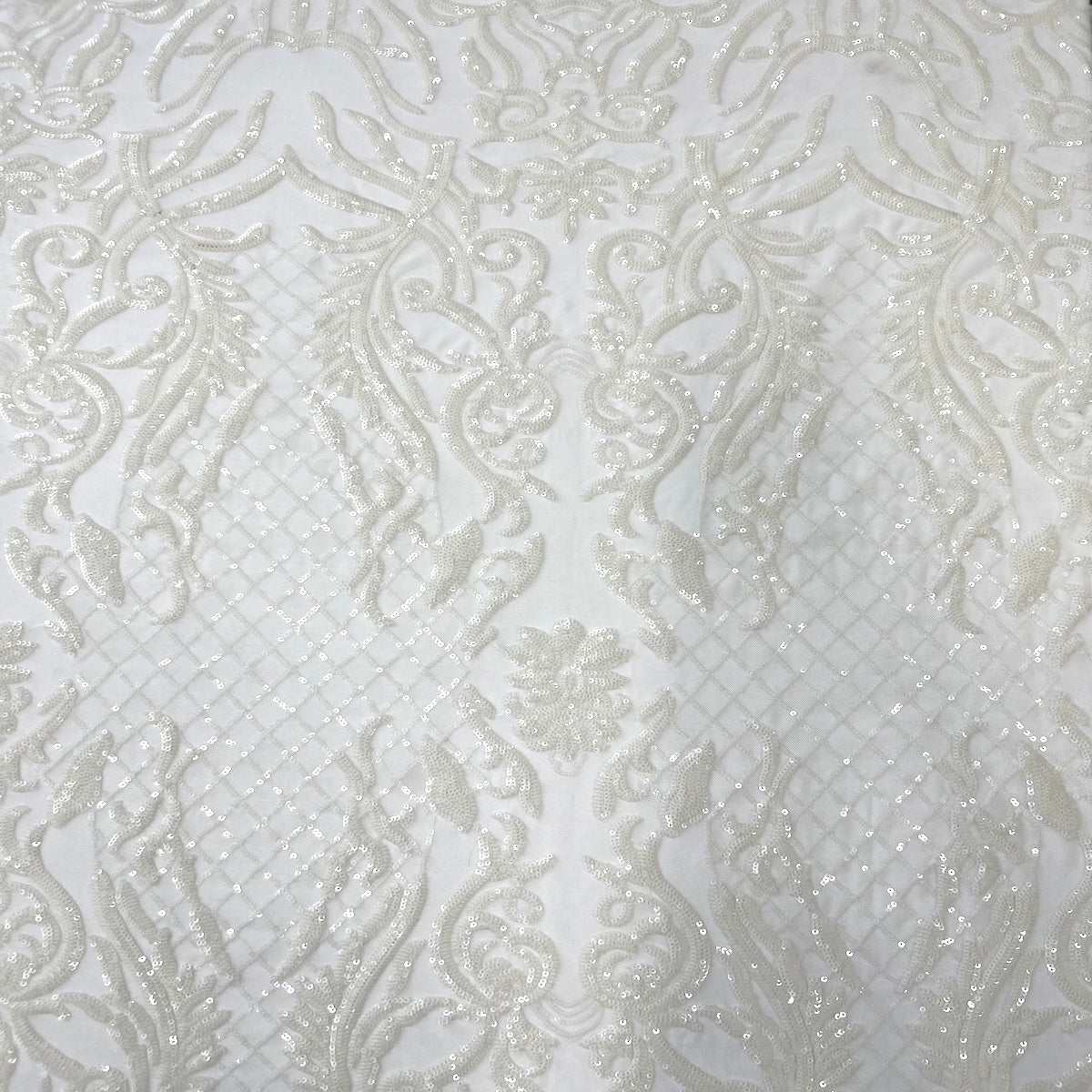 White Stretch Sequin Fabric